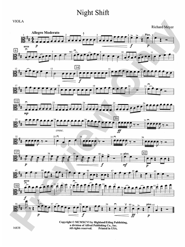 Night Shift: Viola: Viola Part - Digital Sheet Music Download
