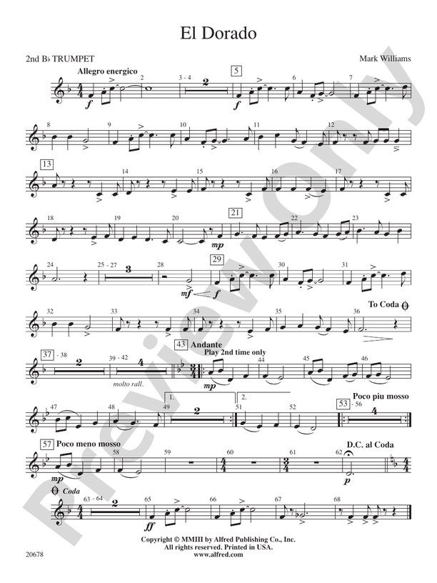 El Dorado: 2nd B-flat Trumpet: 2nd B-flat Trumpet Part - Digital Sheet ...