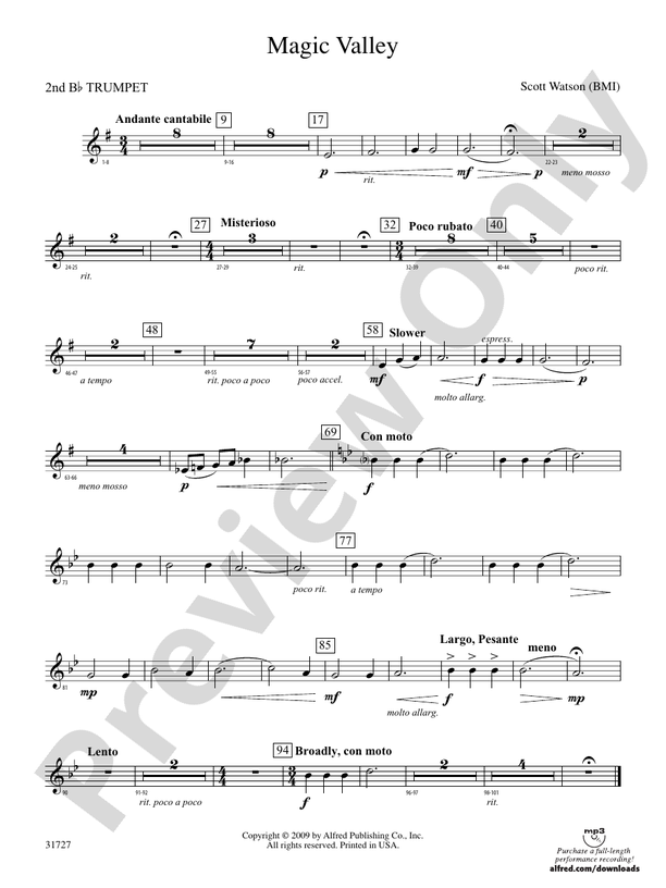 Magic Valley: 2nd B-flat Trumpet: 2nd B-flat Trumpet Part - Digital Sheet Music Download