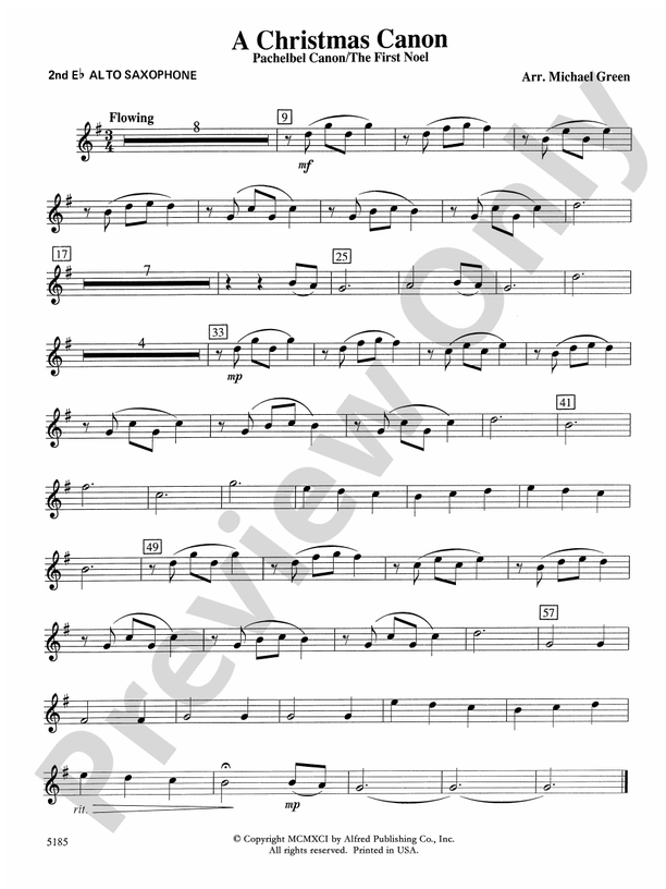 A Christmas Canon (Pachelbel Canon / The First Noel): 2nd E-flat Alto Saxophone: 2nd E-flat Alto ...