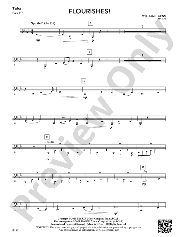 Flourishes!: Part 5 - Tuba: Part 5 - Tuba Part: William Owens - Digital Sheet Music Download
