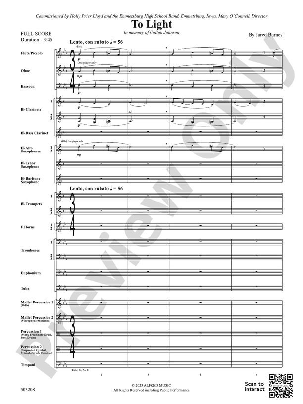 To Light: Score: Concert Band Score - Digital Sheet Music Download
