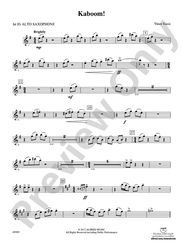 Kaboom!: E-flat Alto Saxophone: E-flat Alto Saxophone Part - Digital ...
