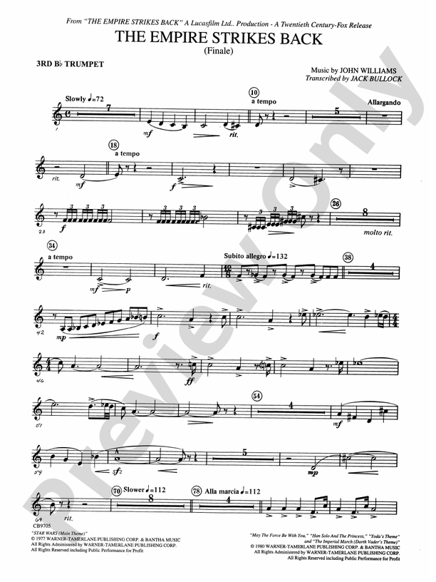 The Empire Strikes Back (Finale): 3rd B-flat Trumpet: 3rd B-flat ...
