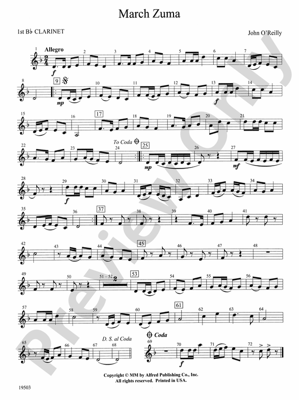March Zuma: 1st B-flat Clarinet: 1st B-flat Clarinet Part - Digital Sheet Music Download