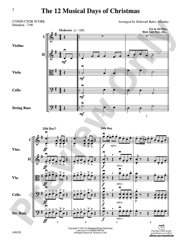 The 12 Musical Days of Christmas: String Orchestra Conductor Score ...