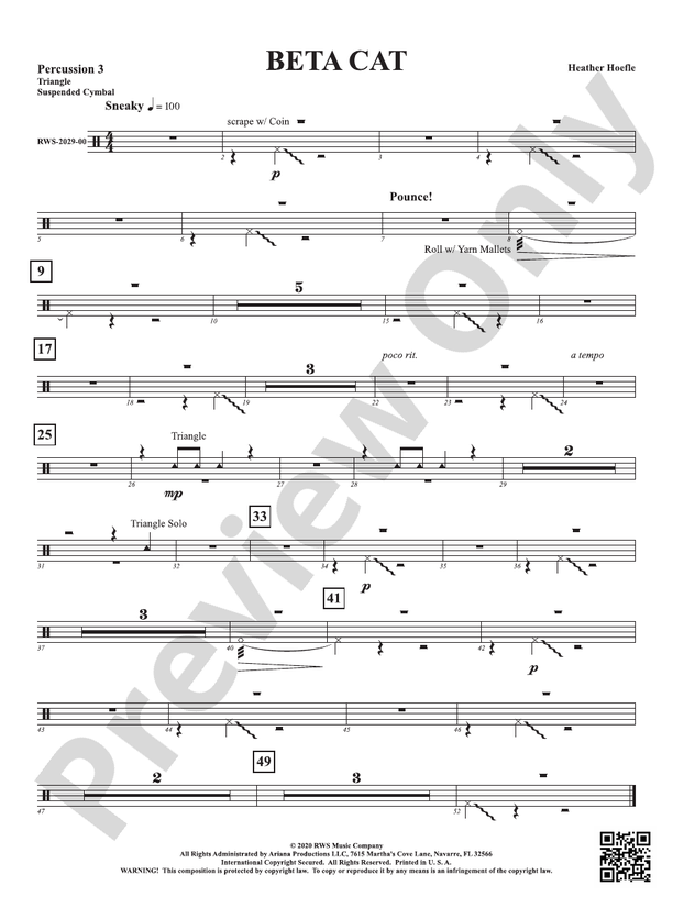 Beta Cat: 3rd Percussion: 3rd Percussion Part: Heather Hoefle - Digital ...