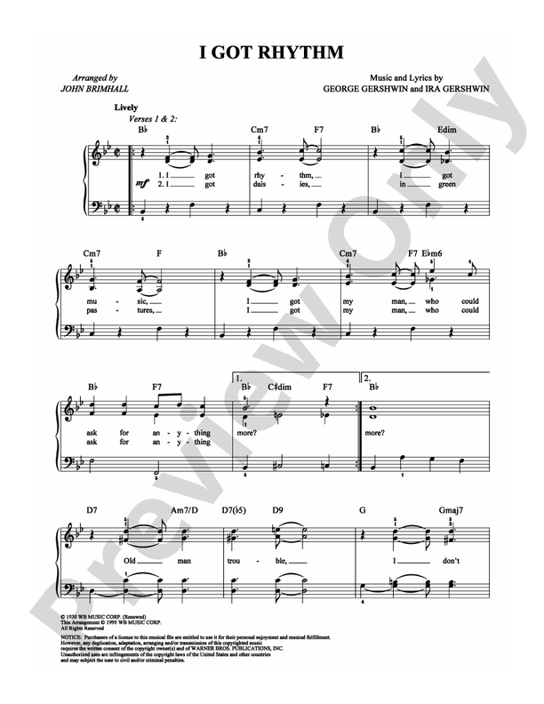 I Got Rhythm: Easy Piano: George Gershwin - Digital Sheet Music Download