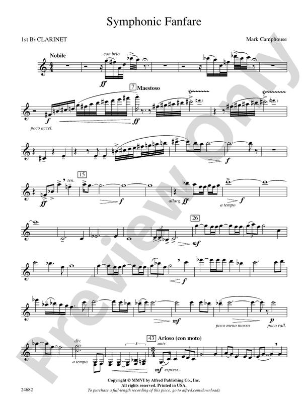 Symphonic Fanfare: 1st B-flat Clarinet: 1st B-flat Clarinet Part ...