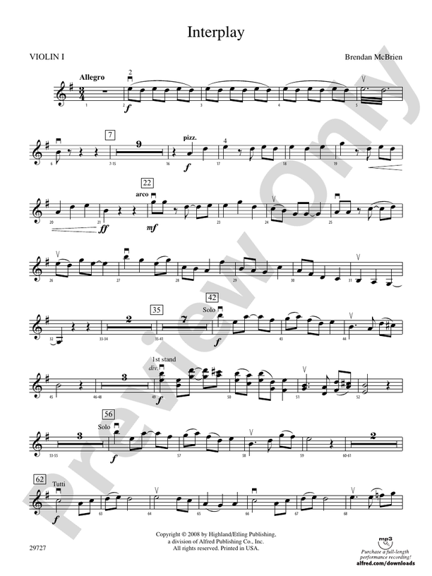 Interplay: 1st Violin: 1st Violin Part - Digital Sheet Music Download
