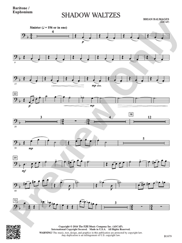 Shadow Waltzes: Baritone / Euphonium: Baritone / Euphonium Part: Brian Balmages - Digital Sheet ...