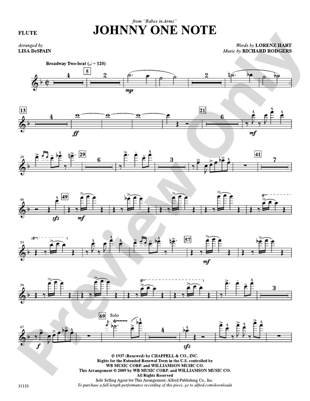 Johnny One Note (from the musical Babes in Arms): Flute: Flute Part ...