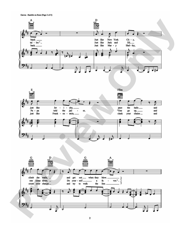 Ramble on Rose: Piano/Vocal/Chords: Grateful Dead - Digital Sheet Music ...