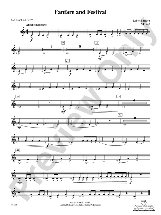 Fanfare and Festival: 2nd B-flat Clarinet: 2nd B-flat Clarinet Part ...