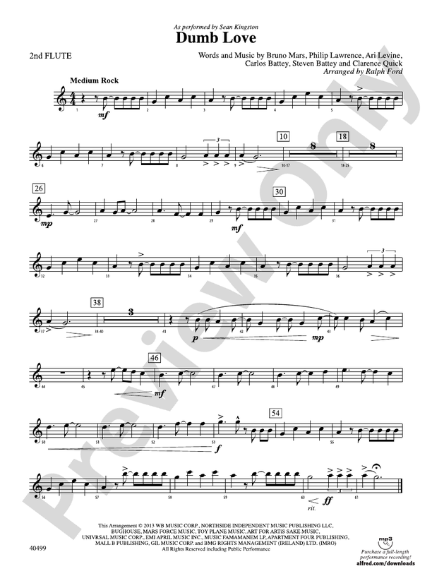 Dumb Love: 2nd Flute: 2nd Flute Part - Digital Sheet Music Download