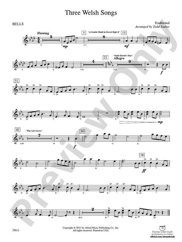 Three Welsh Songs: Bells: Bells Part - Digital Sheet Music Download