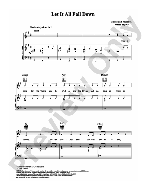 Let It All Fall Down: Piano/Vocal/Chords: James Taylor - Digital Sheet Music Download
