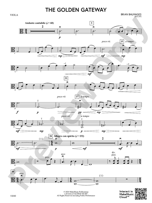 The Golden Gateway: Viola: Viola Part - Digital Sheet Music Download