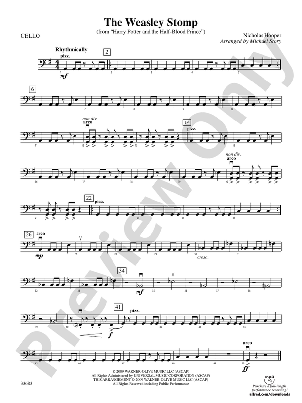 The Weasley Stomp (from Harry Potter and the Half-Blood Prince): Cello ...