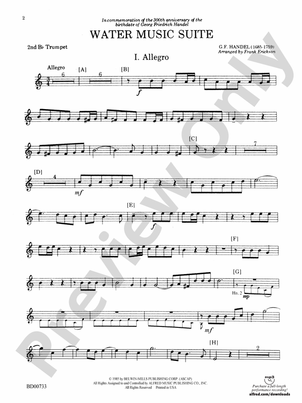 Water Music Suite: 2nd B-flat Trumpet: 2nd B-flat Trumpet Part ...