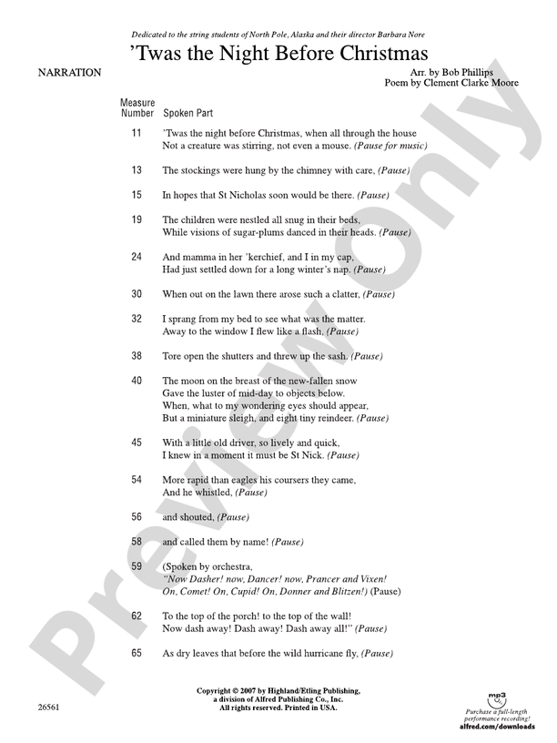 'Twas the Night Before Christmas: Narrator: Narrator Part - Digital ...