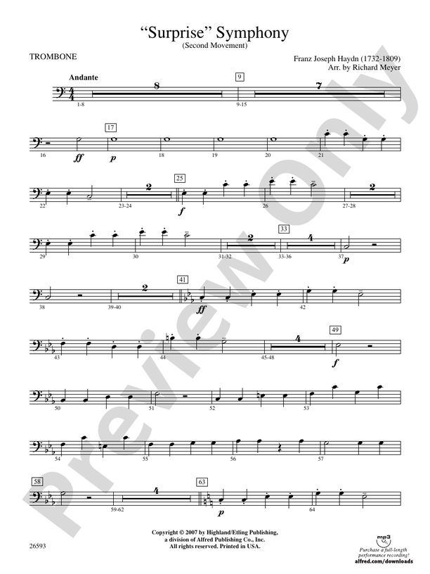 "Surprise" Symphony: 1st Trombone: 1st Trombone Part - Digital Sheet ...