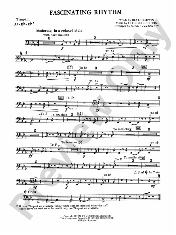 Fascinating Rhythm: Timpani: Timpani Part - Digital Sheet Music Download