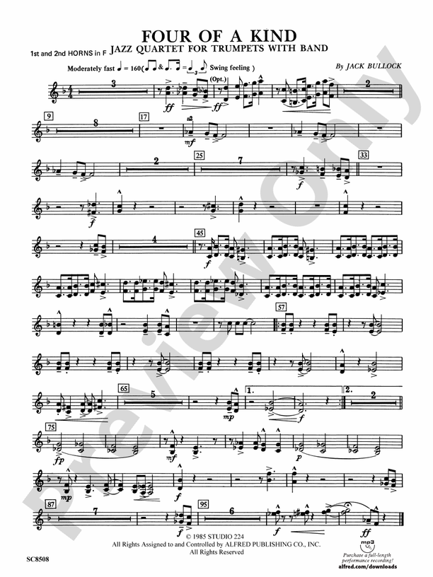 Four of a Kind: 1st & 2nd F Horns: 1st & 2nd F Horns Part - Digital Sheet Music Download