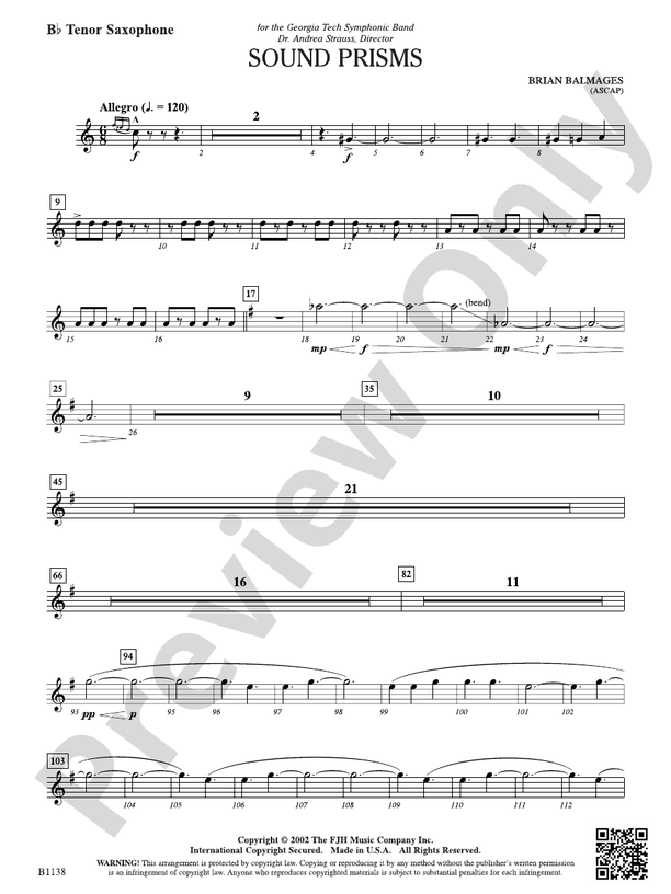 Sound Prisms: B-flat Tenor Saxophone: B-flat Tenor Saxophone Part ...