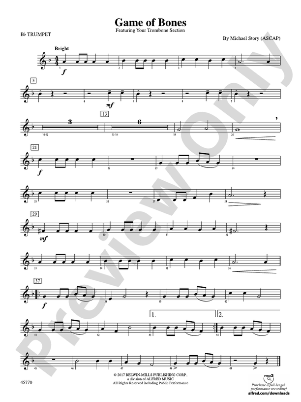 Game of Bones: 1st B-flat Trumpet: 1st B-flat Trumpet Part - Digital ...
