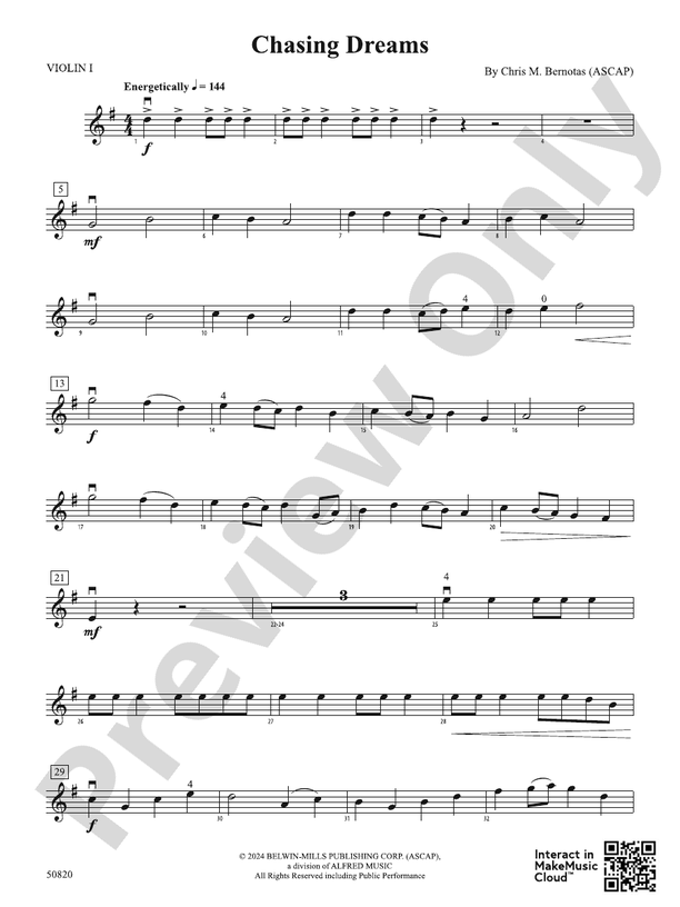 Chasing Dreams: 1st Violin: 1st Violin Part - Digital Sheet Music Download