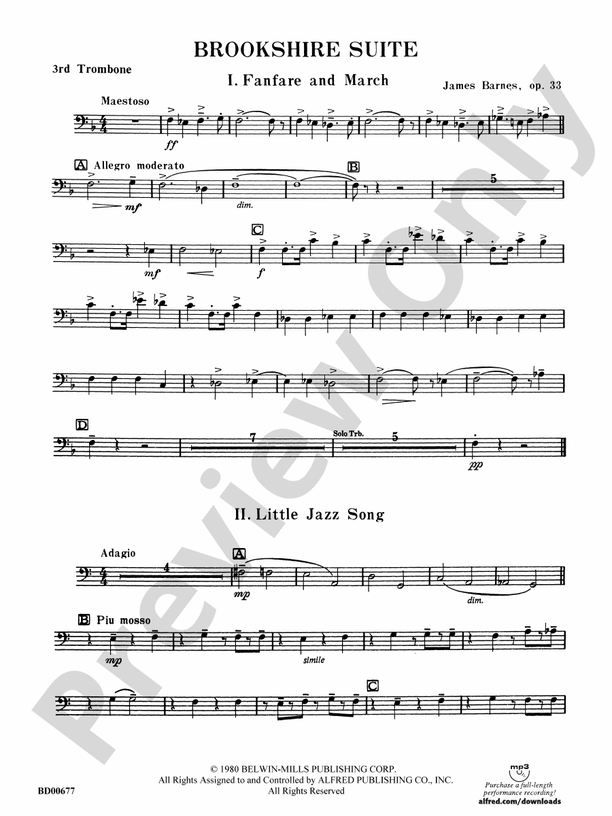Brookshire Suite: 3rd Trombone: 3rd Trombone Part - Digital Sheet Music Download