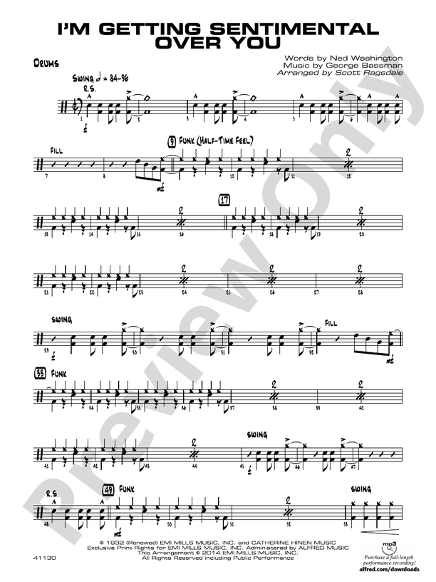 I'm Getting Sentimental over You: Drums: Drums Part - Digital Sheet ...