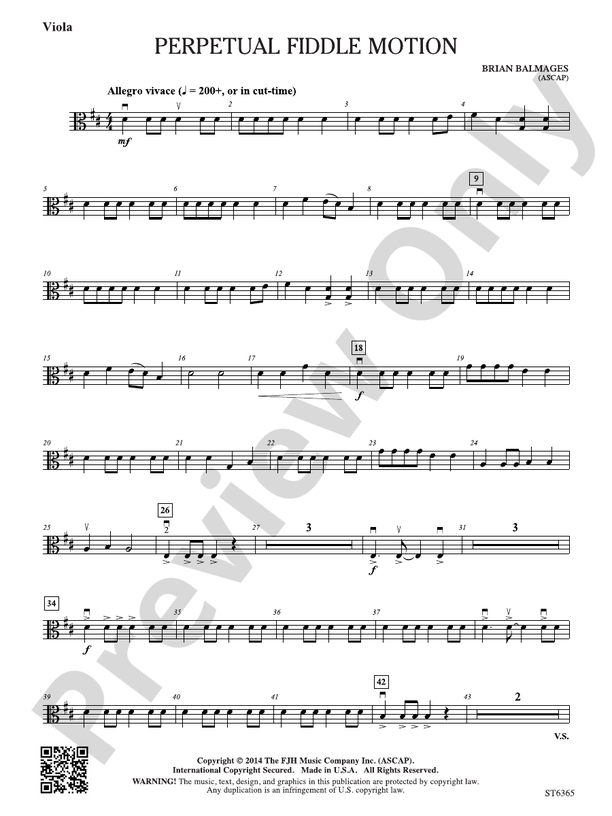 Perpetual Fiddle Motion: Viola: Viola Part: Brian Balmages - Digital ...