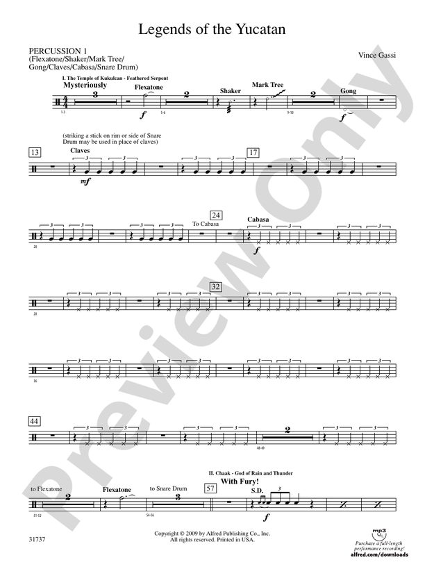 Legends of the Yucatan: 1st Percussion: 1st Percussion Part - Digital ...