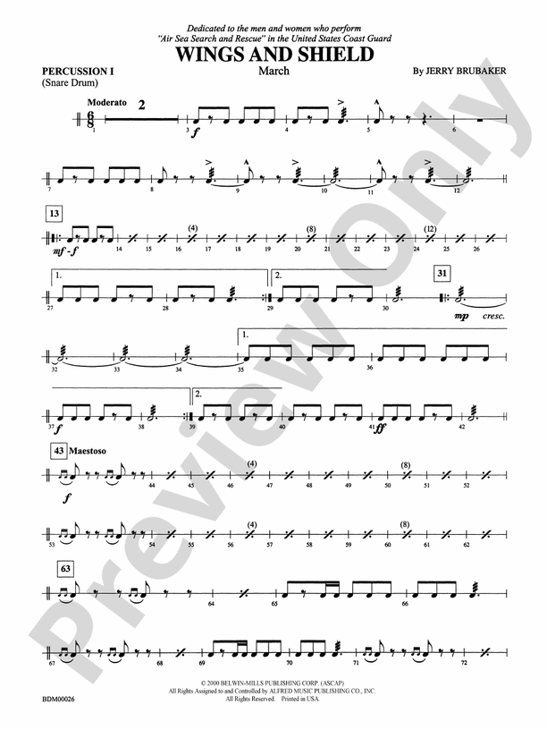 Wings and Shield: 1st Percussion: 1st Percussion Part - Digital Sheet ...
