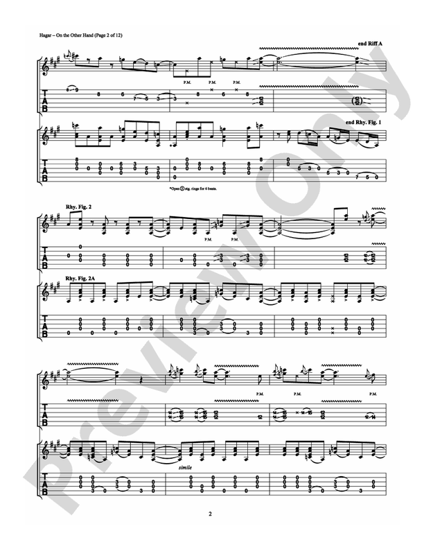 On the Other Hand: Guitar TAB: Sammy Hagar - Digital Sheet Music Download