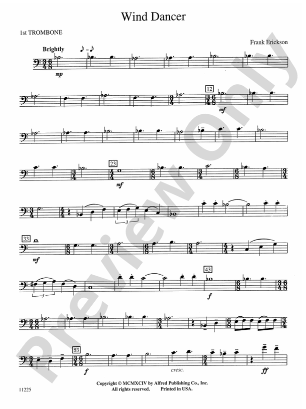 Wind Dancer: 1st Trombone: 1st Trombone Part - Digital Sheet Music Download