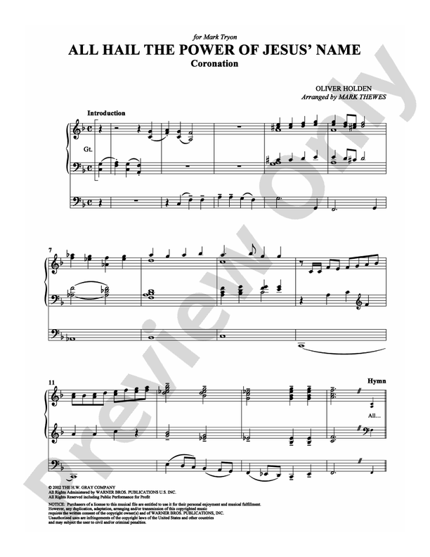 All Hail the Power of Jesus' Name: Organ: Oliver Holden - Digital Sheet ...