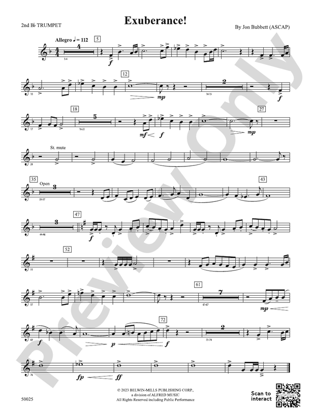 Exuberance!: 2nd B-flat Trumpet: 2nd B-flat Trumpet Part - Digital Sheet Music Download
