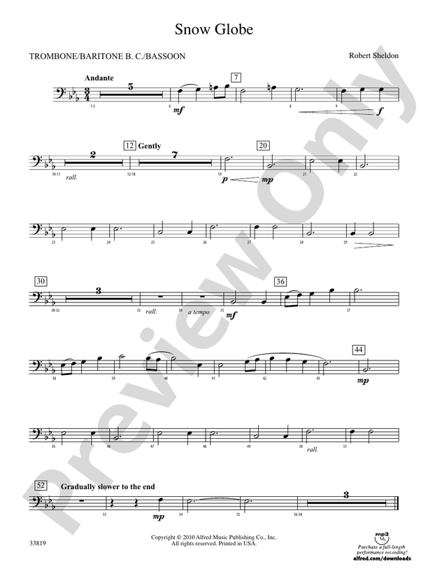 Snow Globe: 1st Trombone: 1st Trombone Part - Digital Sheet Music Download
