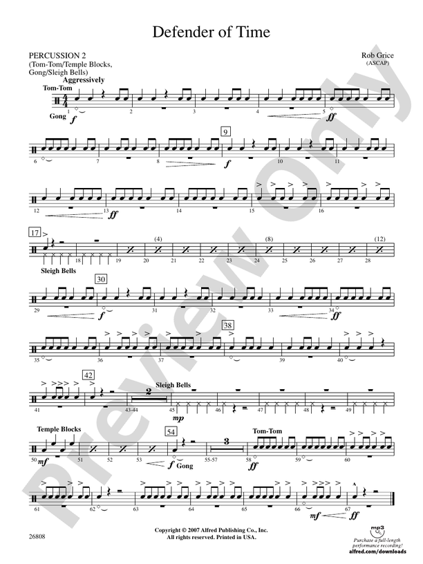 Defender of Time: 2nd Percussion: 2nd Percussion Part - Digital Sheet ...