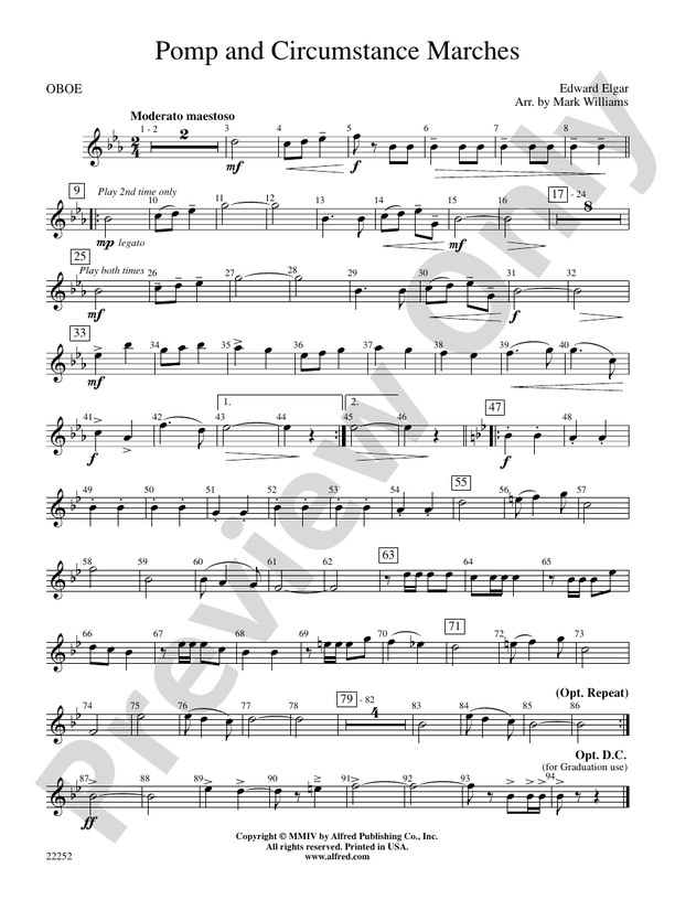 Pomp and Circumstance Marches: Oboe: Oboe Part - Digital Sheet Music ...