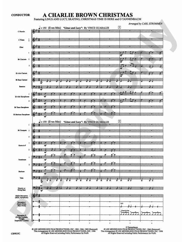 A Charlie Brown Christmas: Score: Concert Band Score - Digital Sheet ...