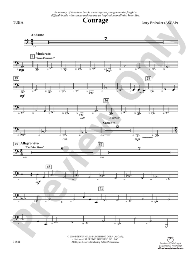 Courage: Tuba: Tuba Part - Digital Sheet Music Download