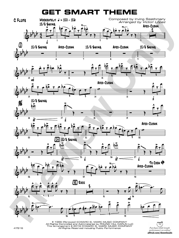 Get Smart Theme: Flute: Flute Part - Digital Sheet Music Download
