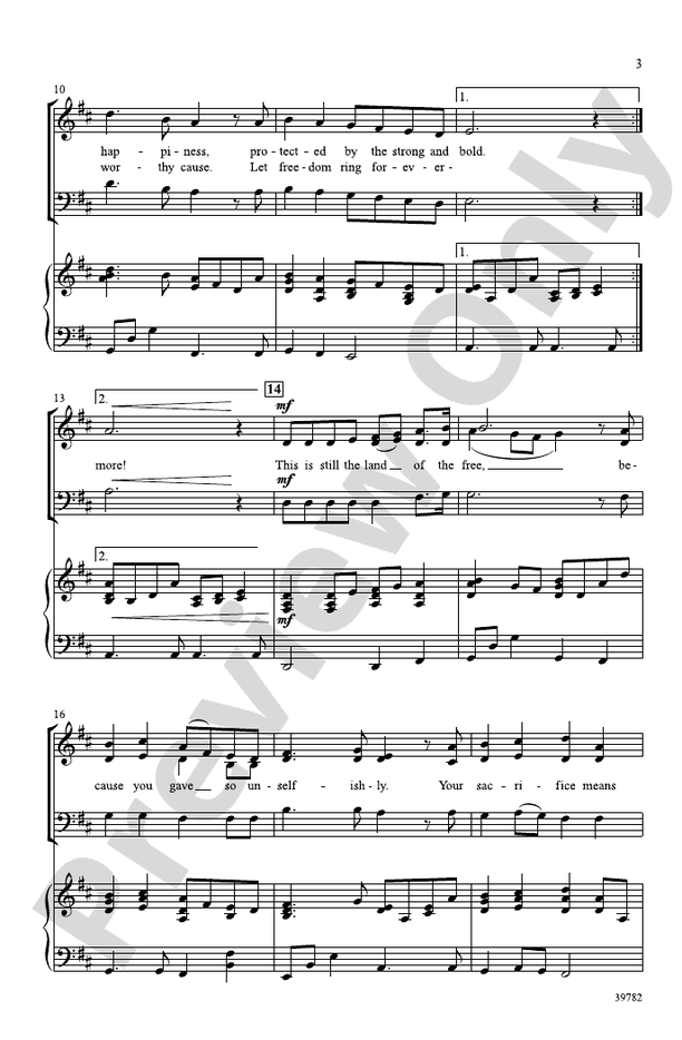 Land of the Free: SAB Choral Octavo: Michael Souders - Digital Sheet ...