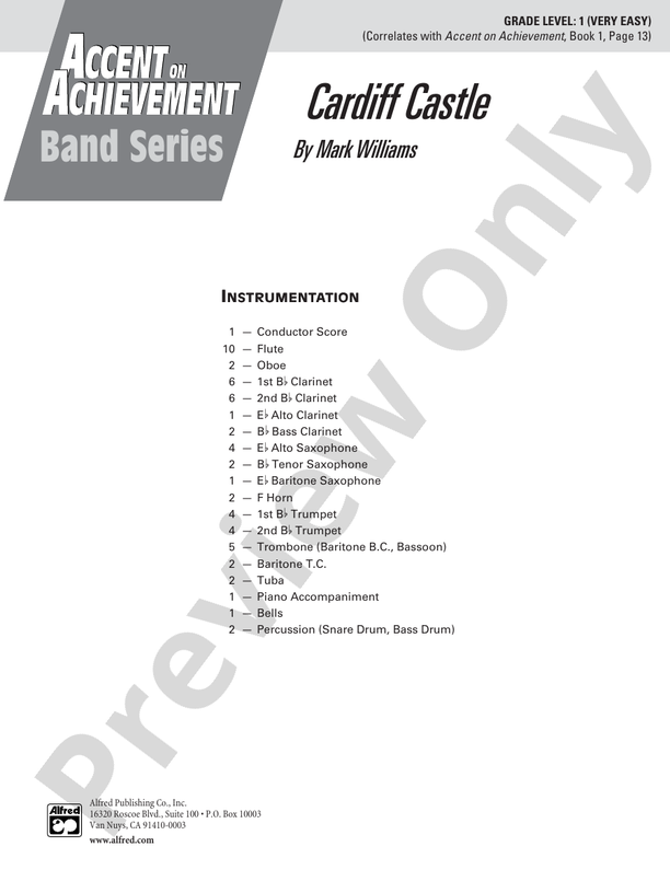 Cardiff Castle: Score: Concert Band Score - Digital Sheet Music Download