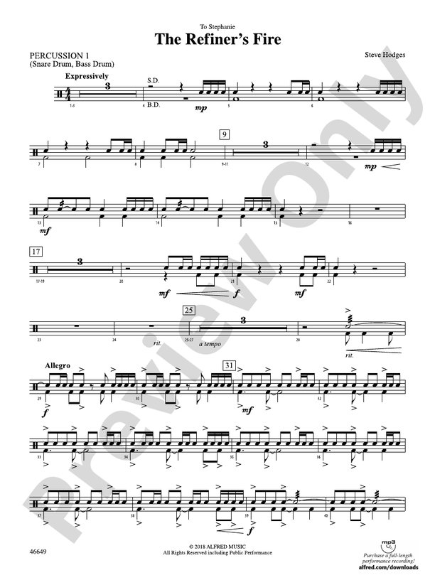 The Refiner's Fire: 1st Percussion: 1st Percussion Part - Digital Sheet ...