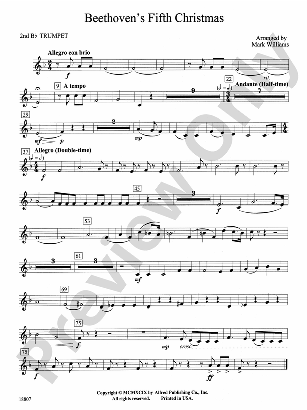Beethoven's Fifth Christmas: 2nd B-flat Trumpet: 2nd B-flat Trumpet Part - Digital Sheet Music ...